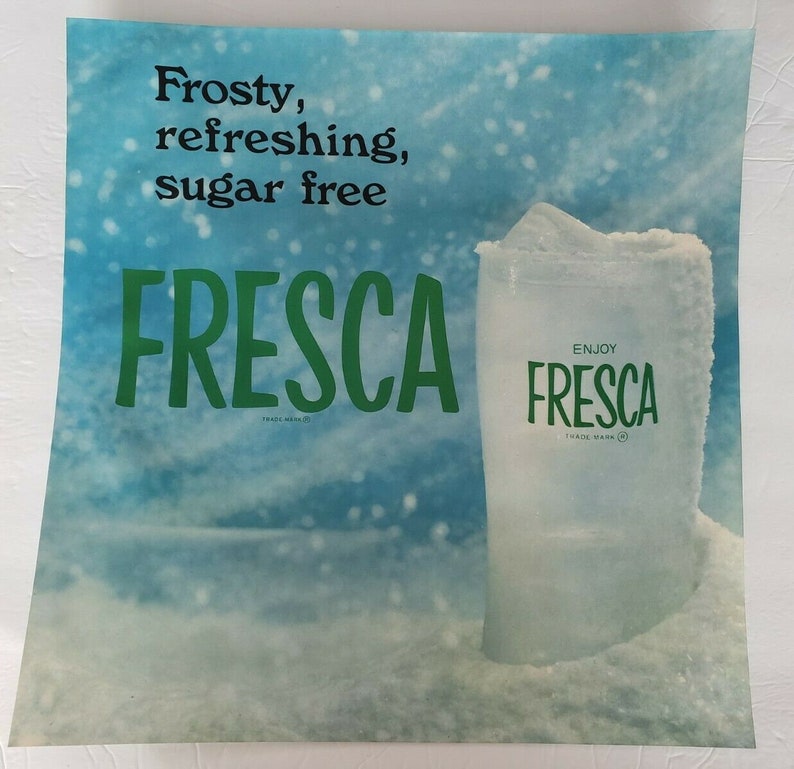 Vintage Coca-cola Co Fresca Soda Litho Sign Heavy Wax Paper - Etsy