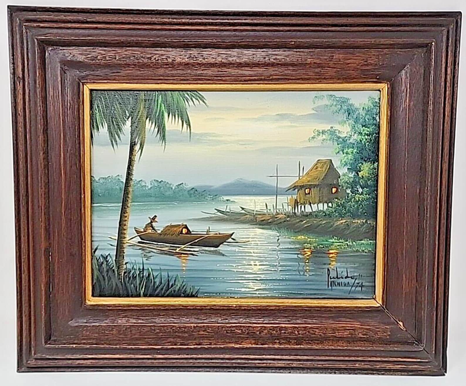 Vintage Modern Asian Filipino Oil Painting, Manila - Pulido Sanchez ‘74 ...