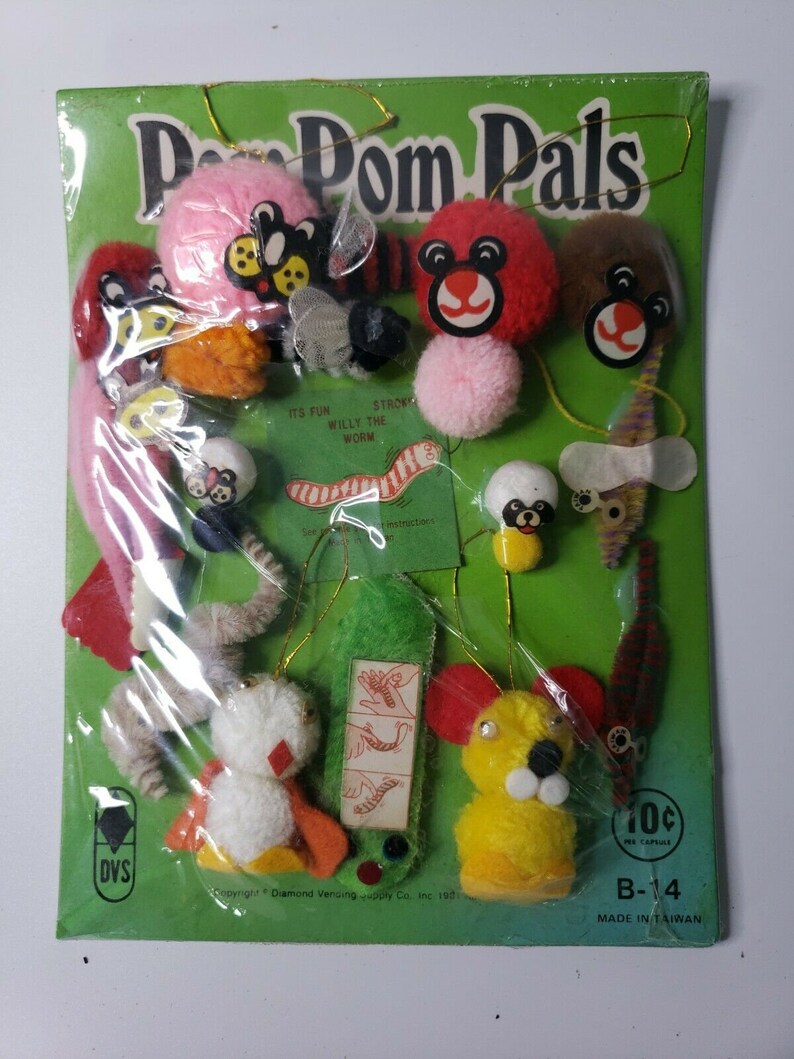 Vintage Pom Pom Pals Old Gumball Vending Machine Display Card - Etsy