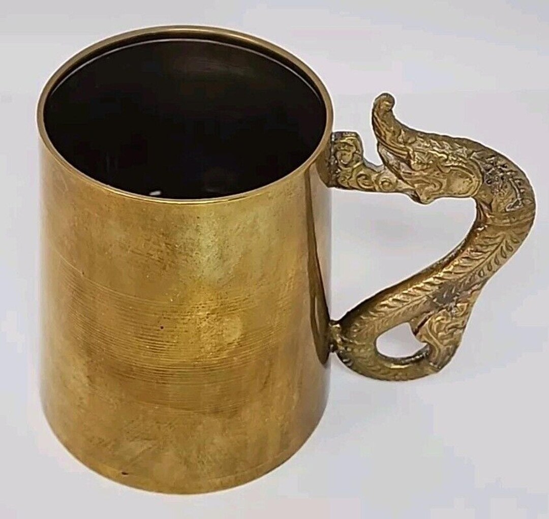 Beer Tankard Stein Mug Dragon Serpent Handle Brass Heavy U141 - Etsy