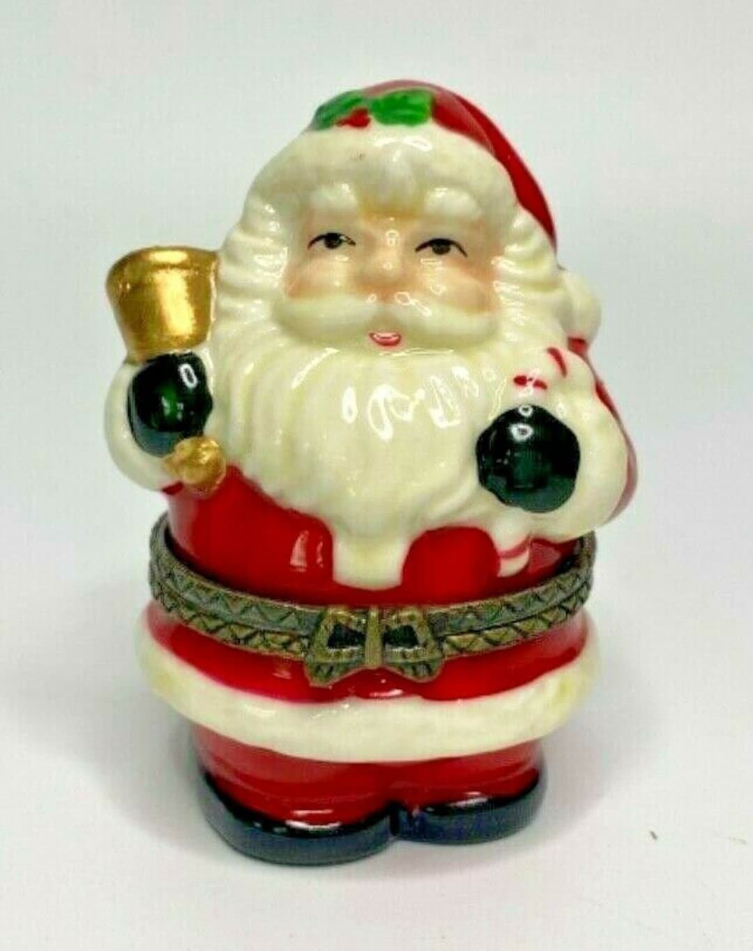 Vintage Porcelain Santa Trinket Box U185-6 - Etsy