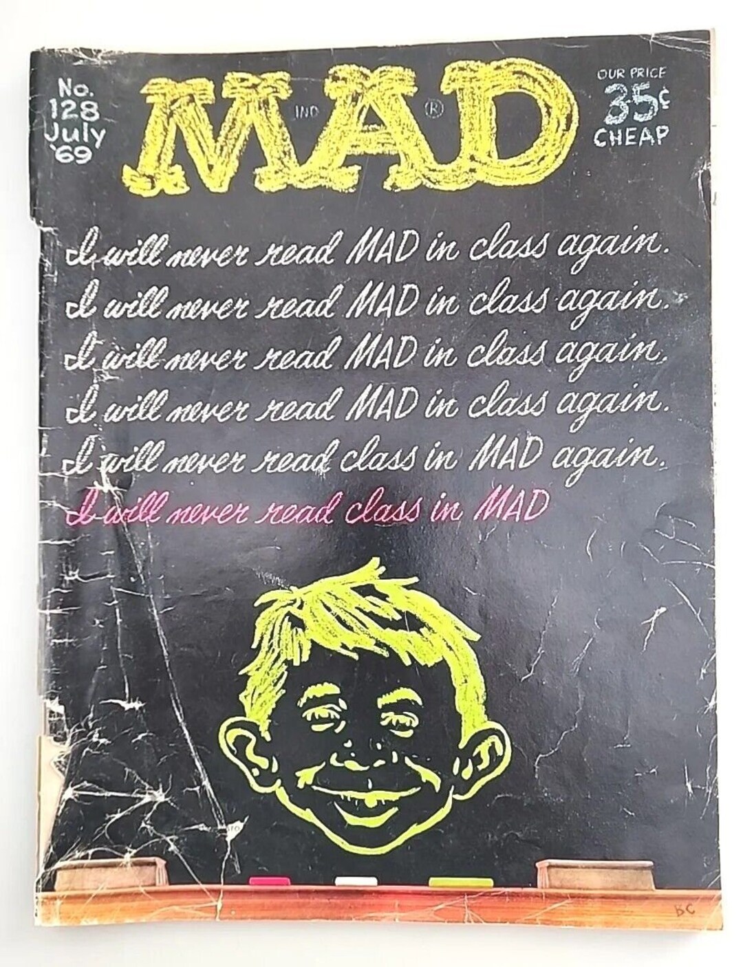 1969 MAD Magazine July No. 128 I Will Never Read MAD in Class Again ...
