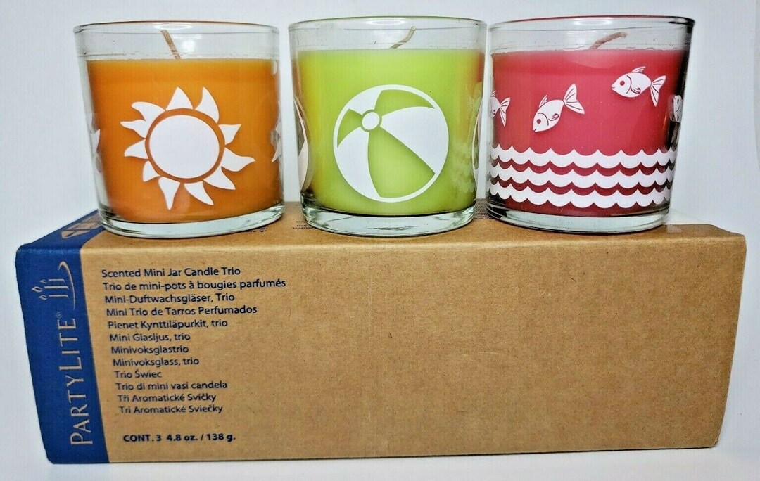 Vintage Retired Partylite Scented Candle Trio New Box Beach Fun P3f ...