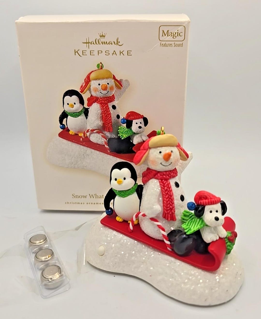 Hallmark Keepsake Ornament 2008 Snow What Fun Sledders Snowman Penguin ...