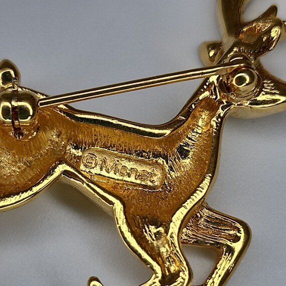 Vintage monet rudolph red nosed reindeer brooch pin g… - Gem