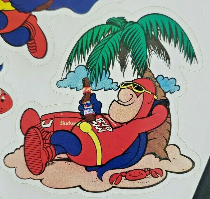 Vintage 1987 Anheuser-busch Budweiser Beer Bud Man Sticker - Etsy