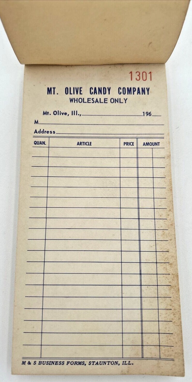 Vintage Mt Olive Wholesale Candy Receipt Book New Old Stock SKU PB1 - Etsy