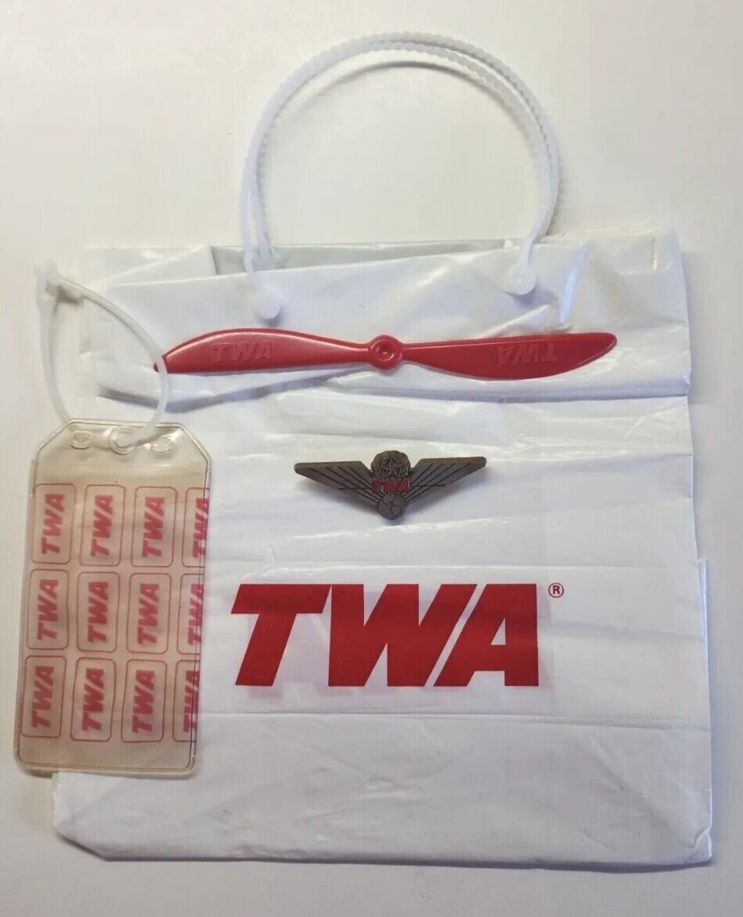 Twa Airlines 1960's Plastic Wings Plastic Bag Tag Plastic Gift Bag ...