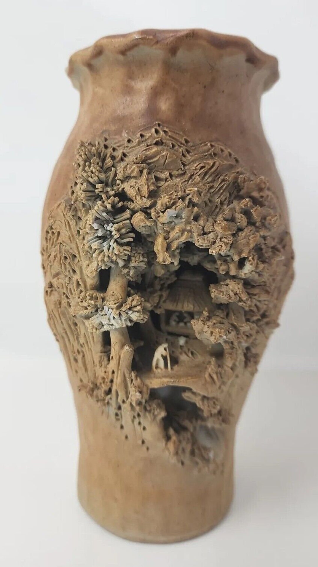 Vintage Japanese Hand Carved Pottery Vase Signed Abt 6" Tall - Etsy