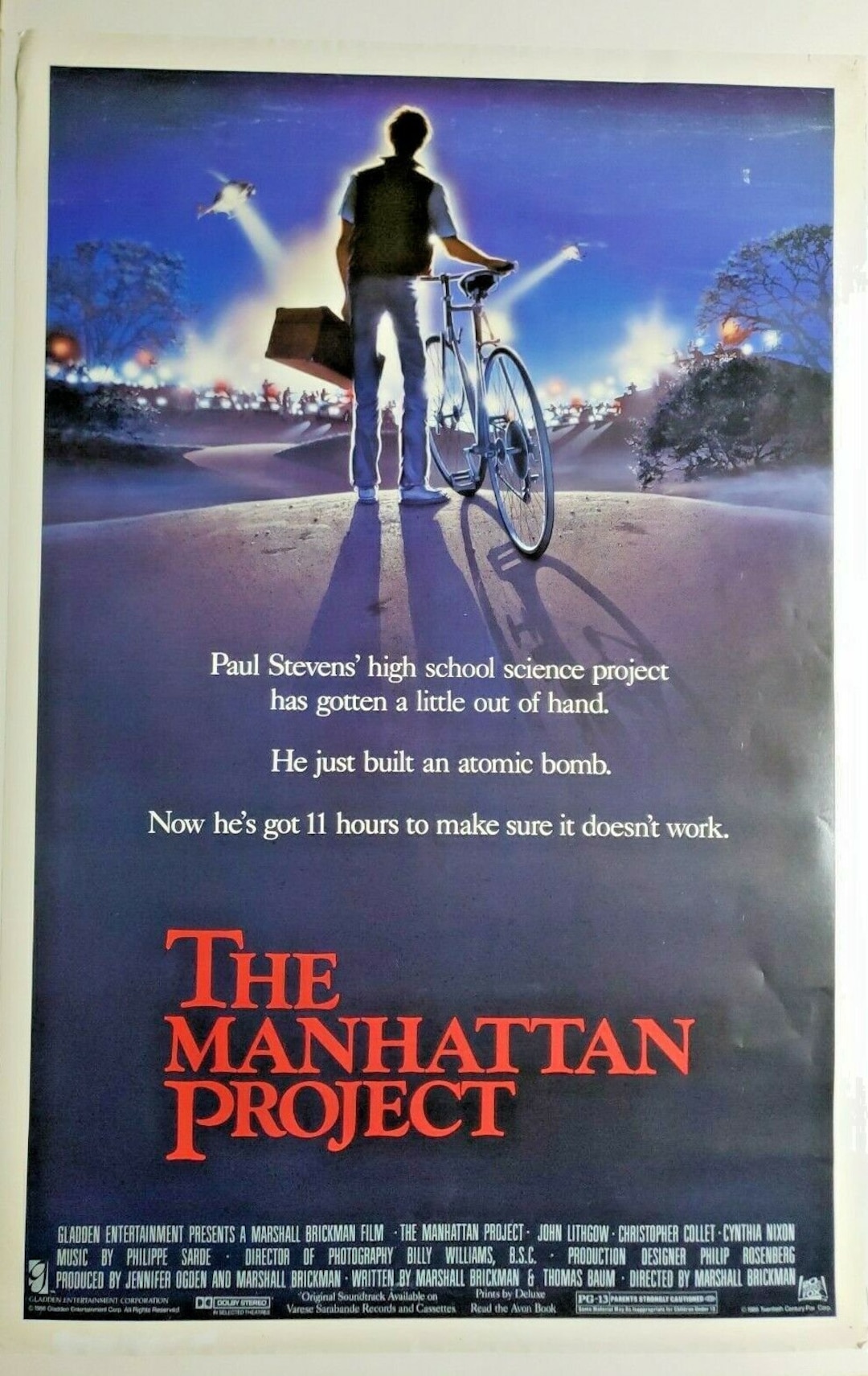 1986 Original Manhattan Project Movie Theater Poster 20th Century Fox ...