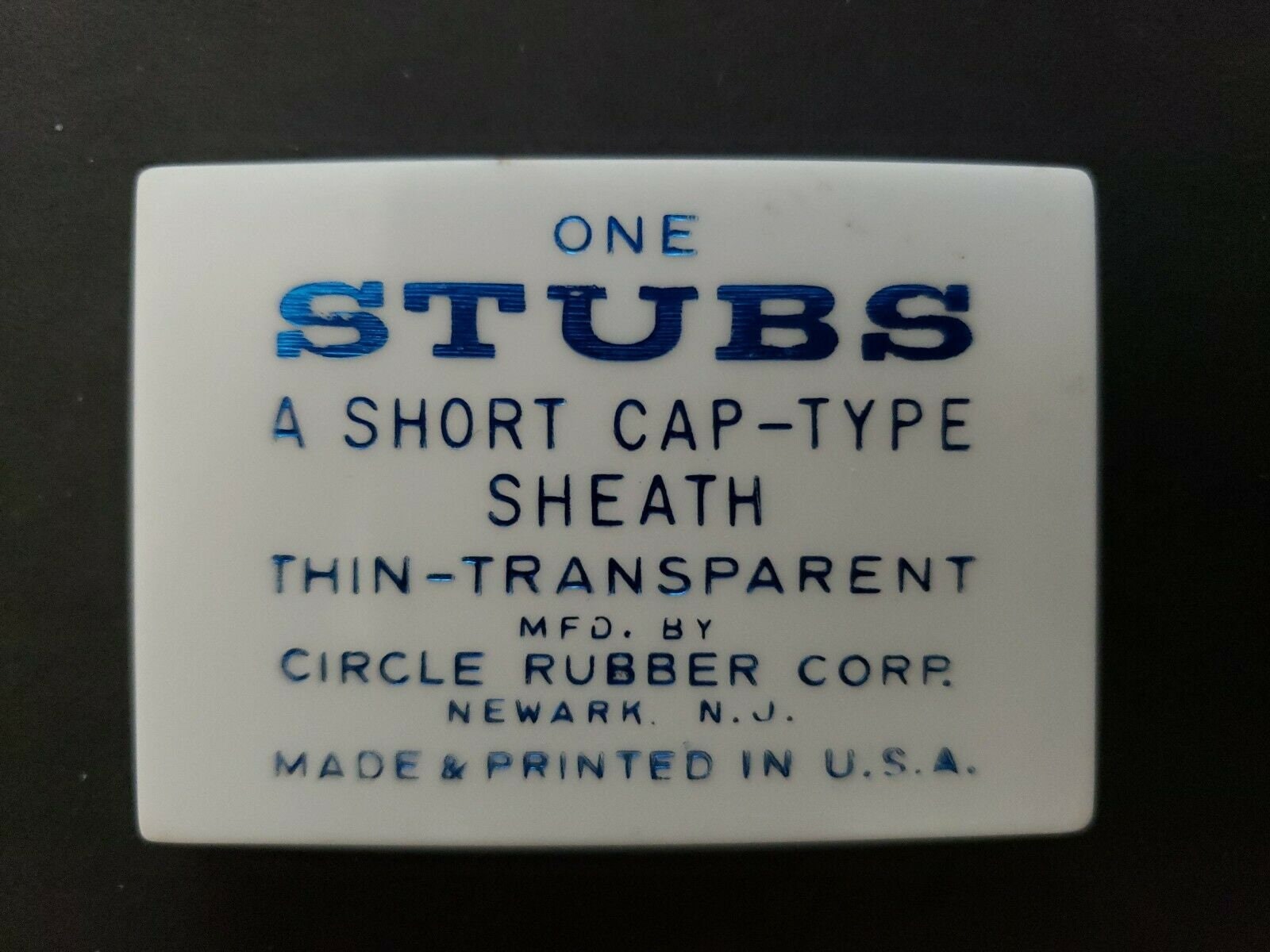 Vintage rare transparent stubs circle rubber corp prophylactic plastic ...