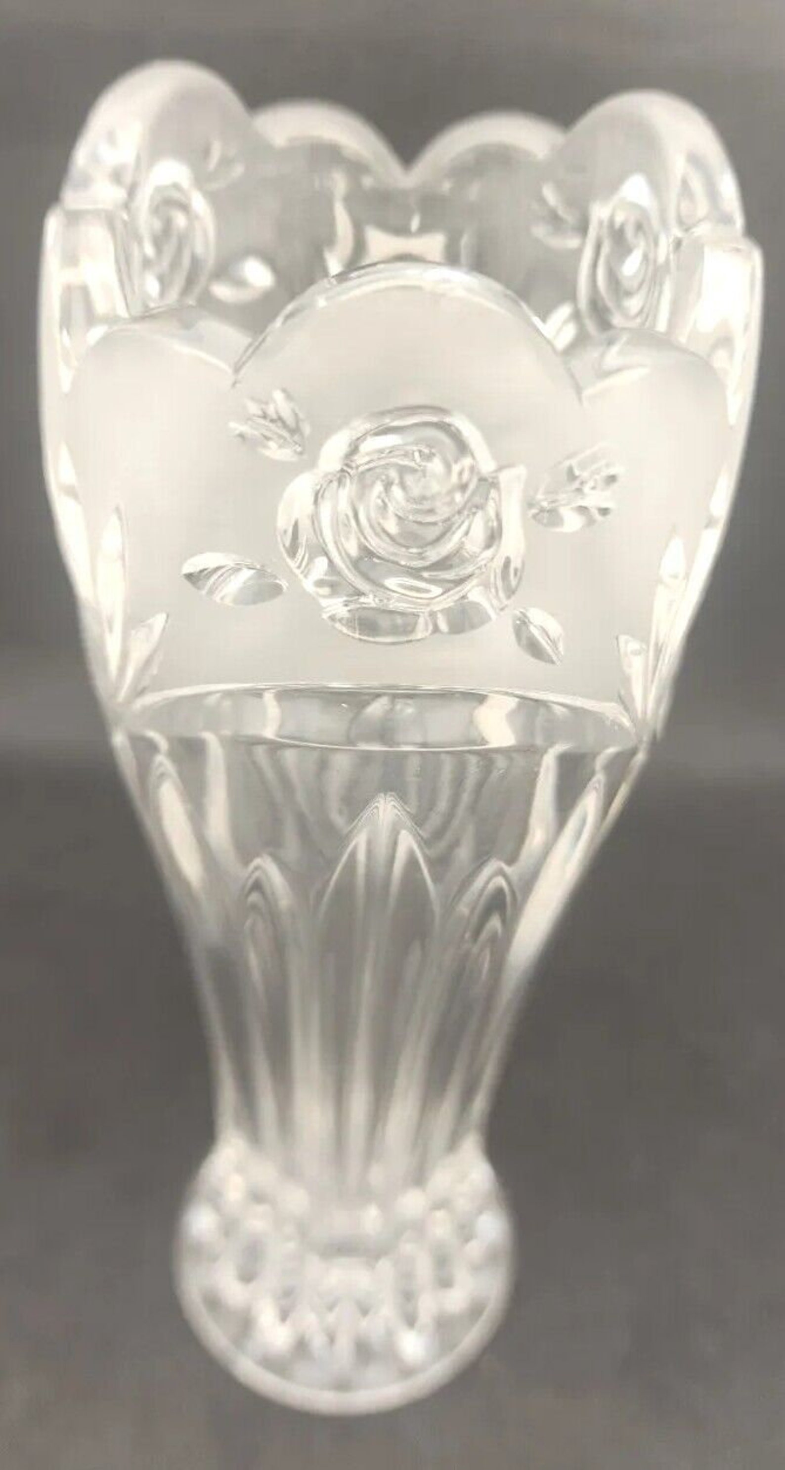 Vintage Oneida Crystal Southern Garden 7" Flower Bud Vase 1992 Frosted ...