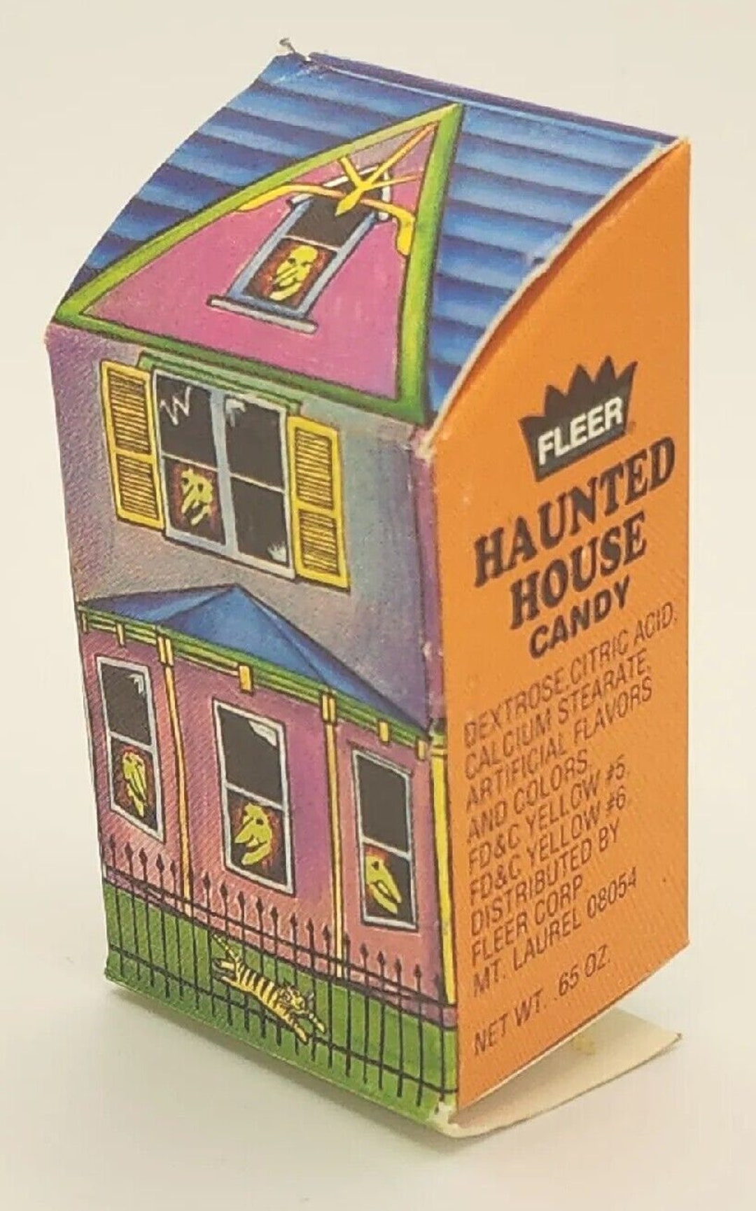 Vintage 1981 Empty Fleer Haunted House Candy Carton Container Blue Roof ...