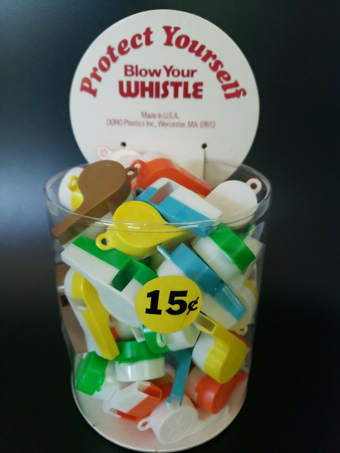 1960 Dime Store 15 Cent Counter Display W/ 52 Colorful Whistles New Old ...