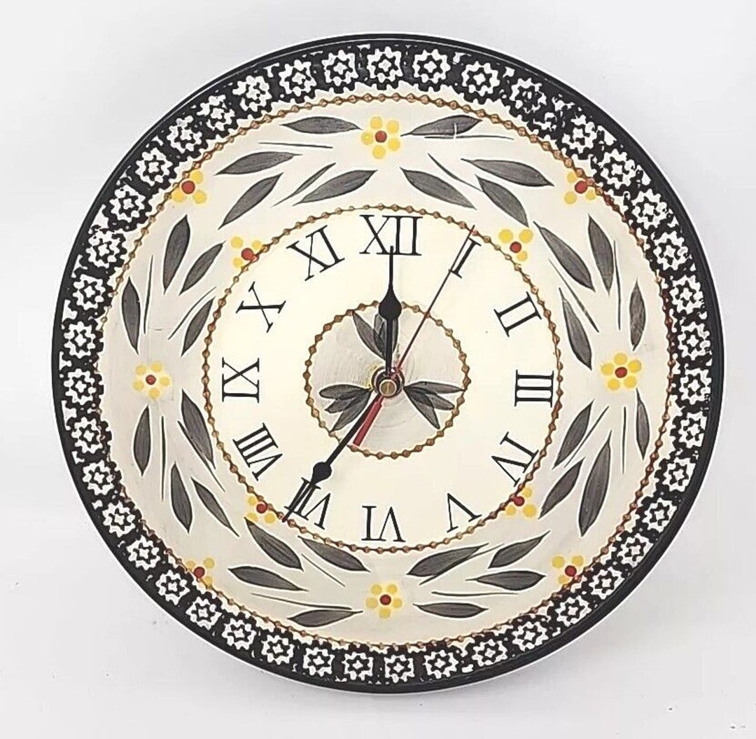 Temptations Old World Black Ceramic Wall Clock Works Kitchen U262 - Etsy