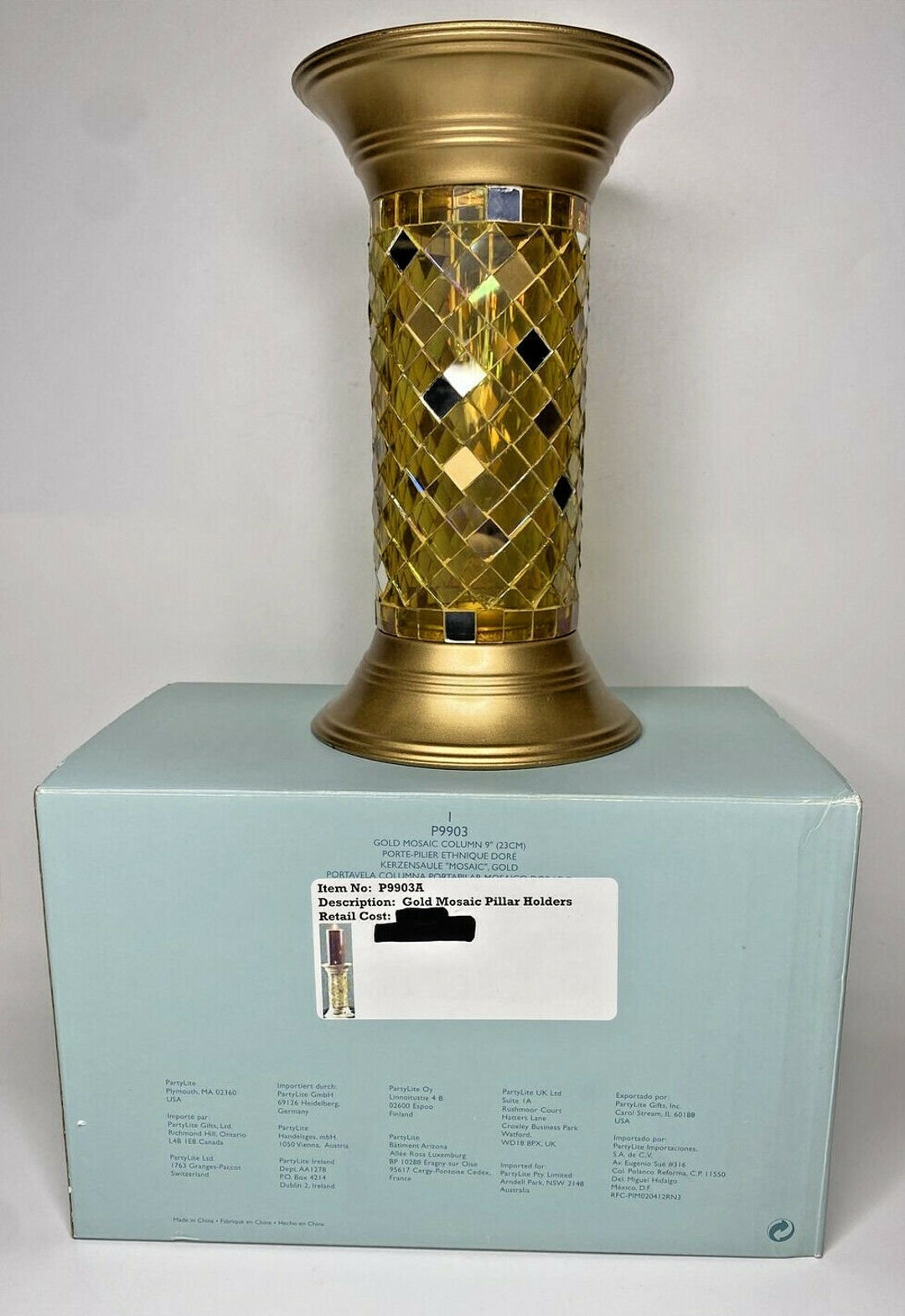 Partylite Gold Mosaic Column Candle Holder 9 P13b/p9903 - Etsy