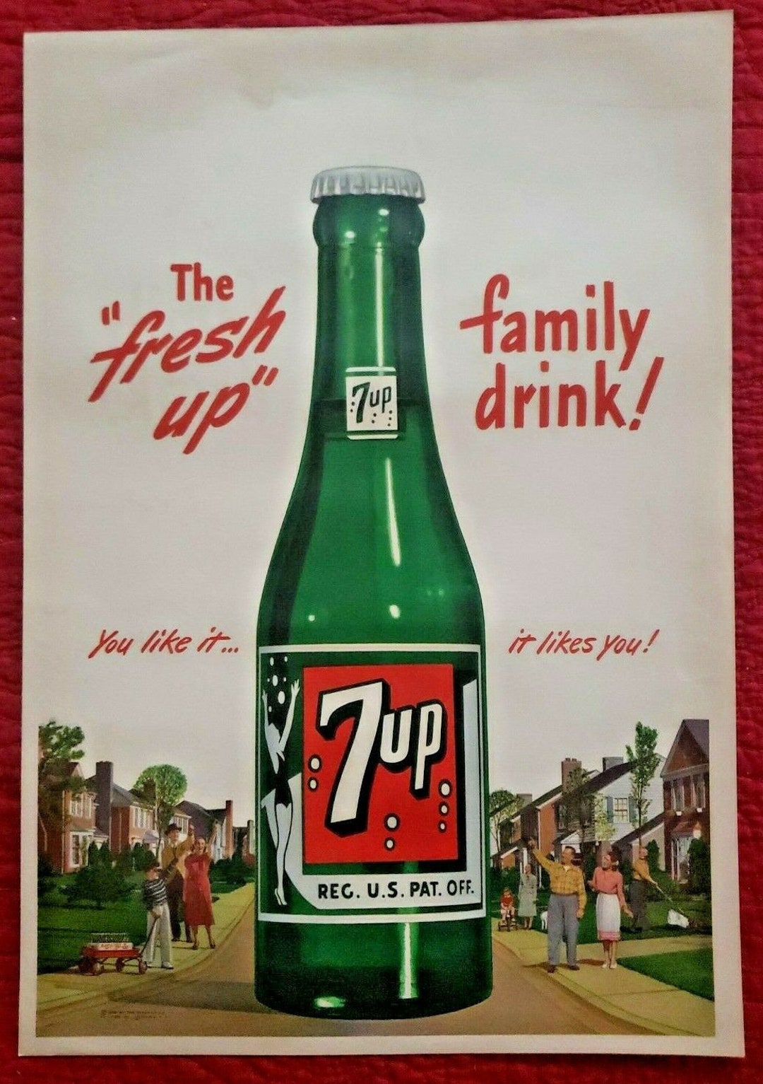 Vintage 1948 7up the Fresh up Family Store Display Sign - Etsy