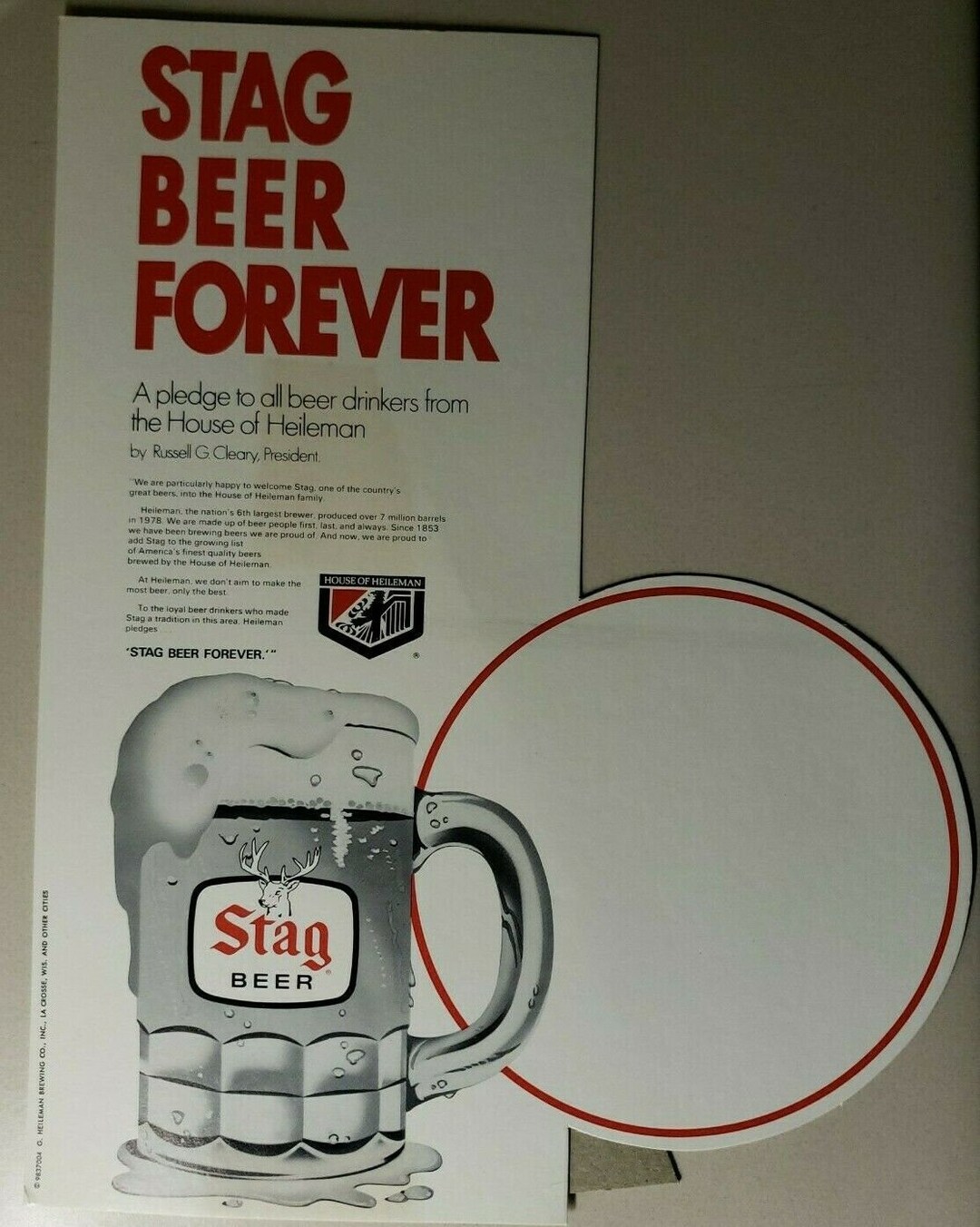 1981 Stag Beer Forever Shows Stag Beer Stein Cardboard Old Store ...