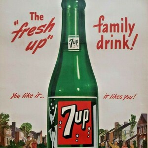 Vintage 1948 7up the Fresh up Family" Store Display Sign 19"x13" Poster ...