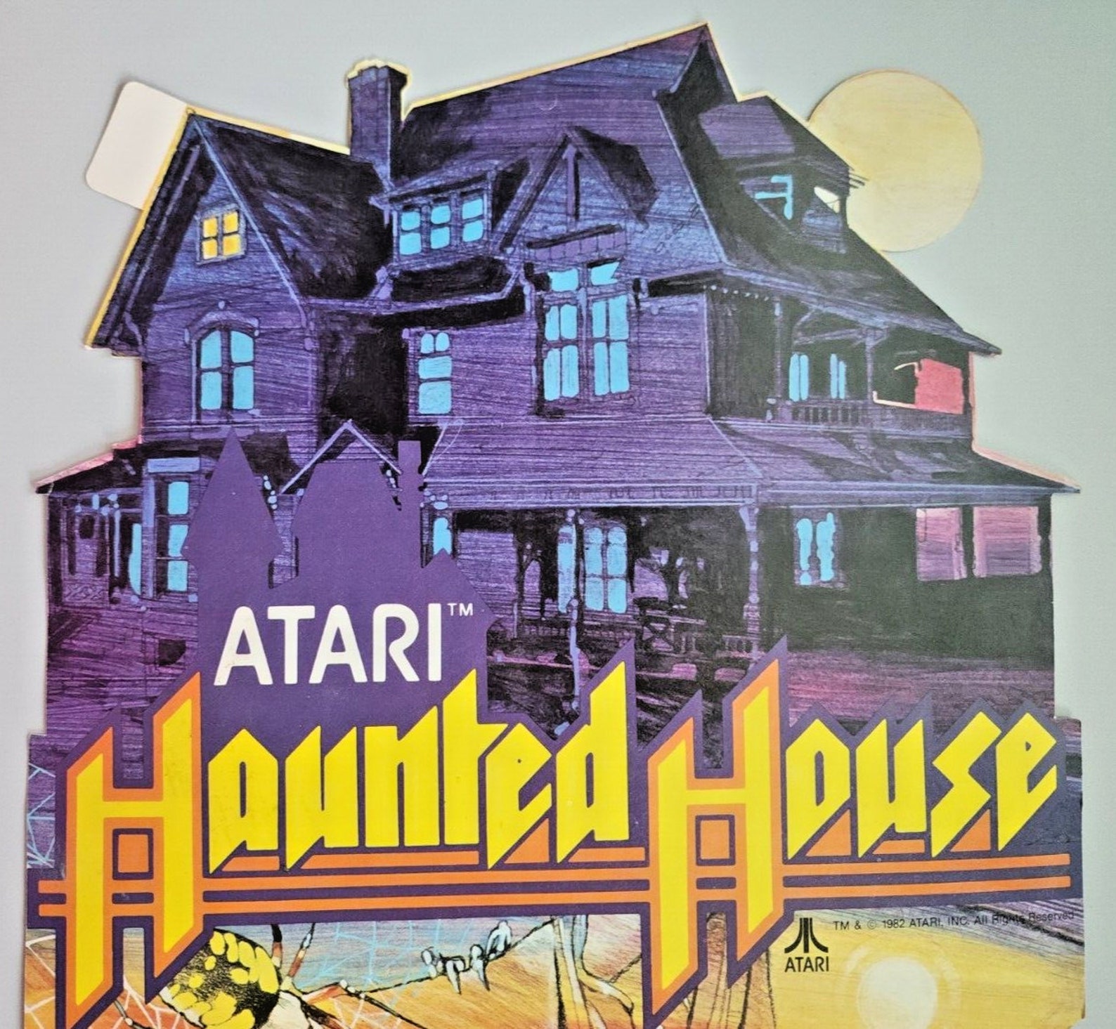 Vtg 1982 Atari Haunted House Die Cut Card Stock Artfaire Double Sided ...