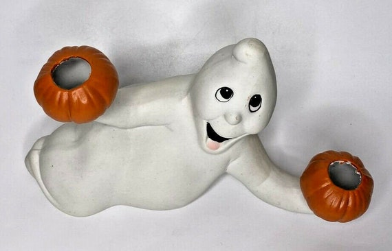 Vintage halloween ceramic laying ghost candle holder … - Gem