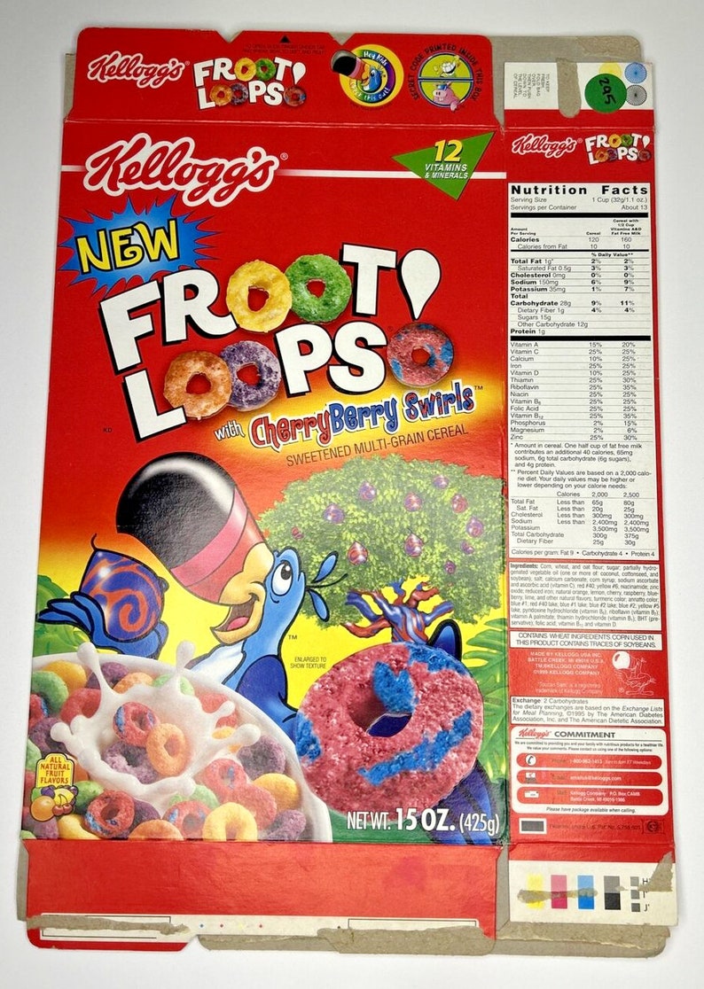 Caja de cereal de 15 oz de Froot Loops con espirales de cereza y bayas ...