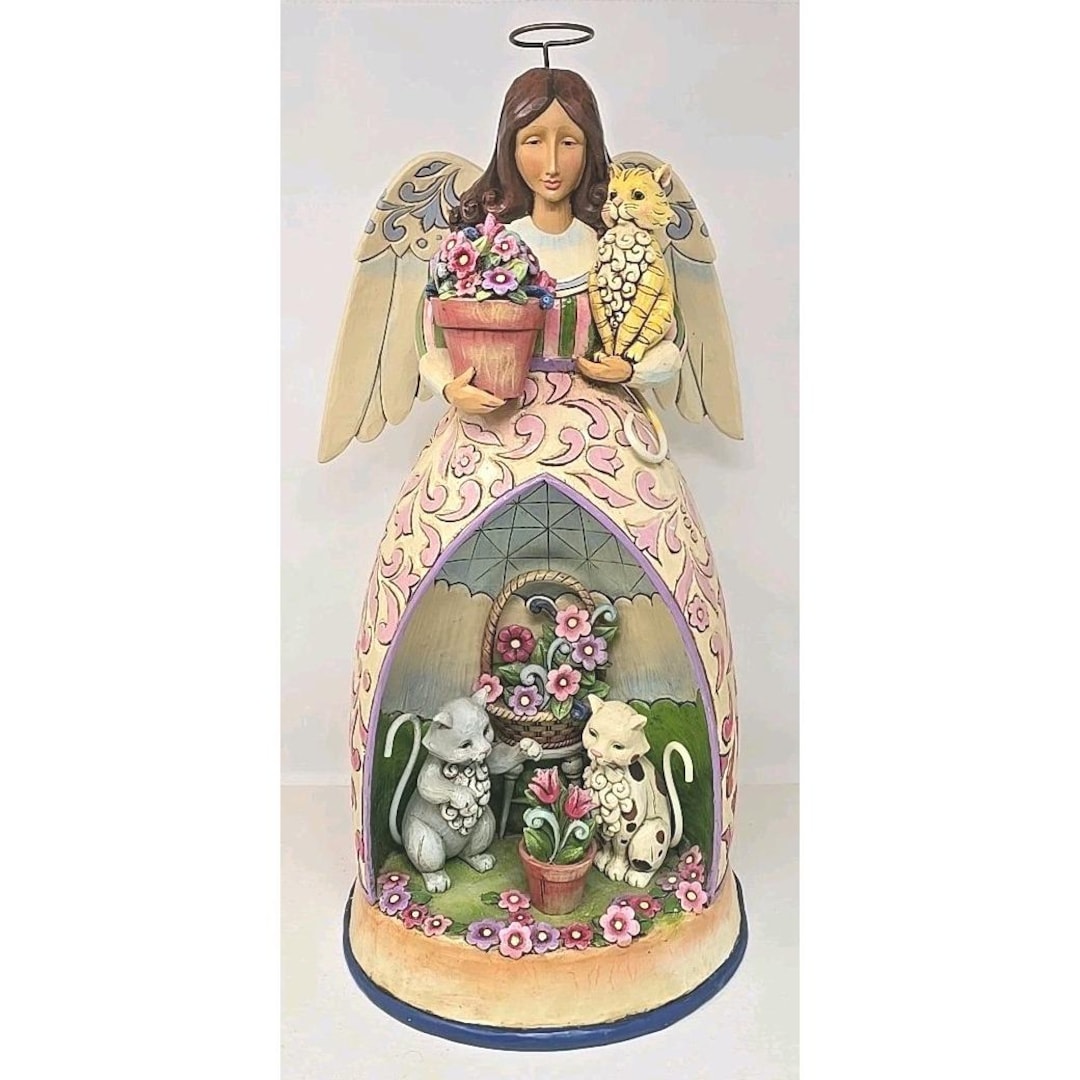 Jim Shore Heartwood Creek Garden Abt 20" Angel W Cats 2007 #4011483 ...
