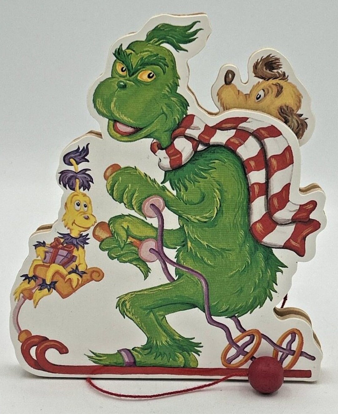 1998 Dr. Seuss the Grinch & Max Wooden Pull Toy Christmas Ornament SKU ...