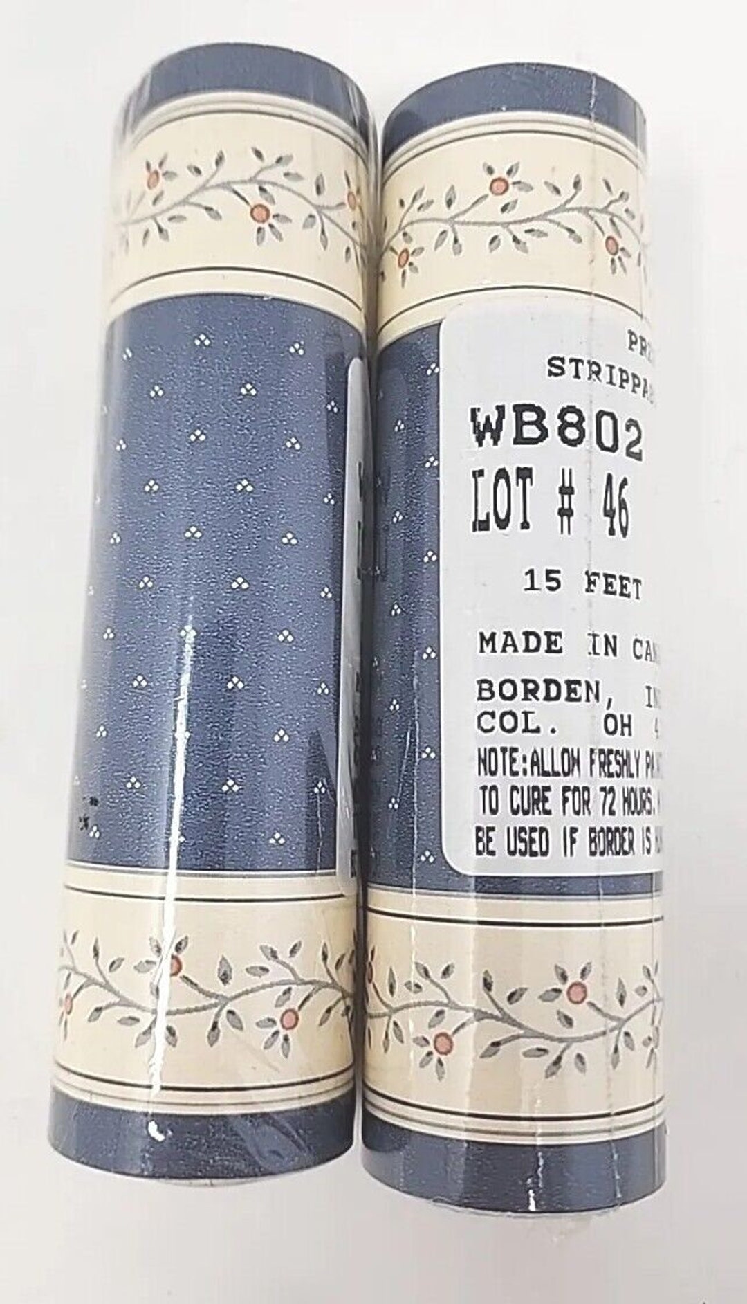 Vtg Borden Wallpaper Country Blue Print 4.75 Border 2rolls 15 Feet ...