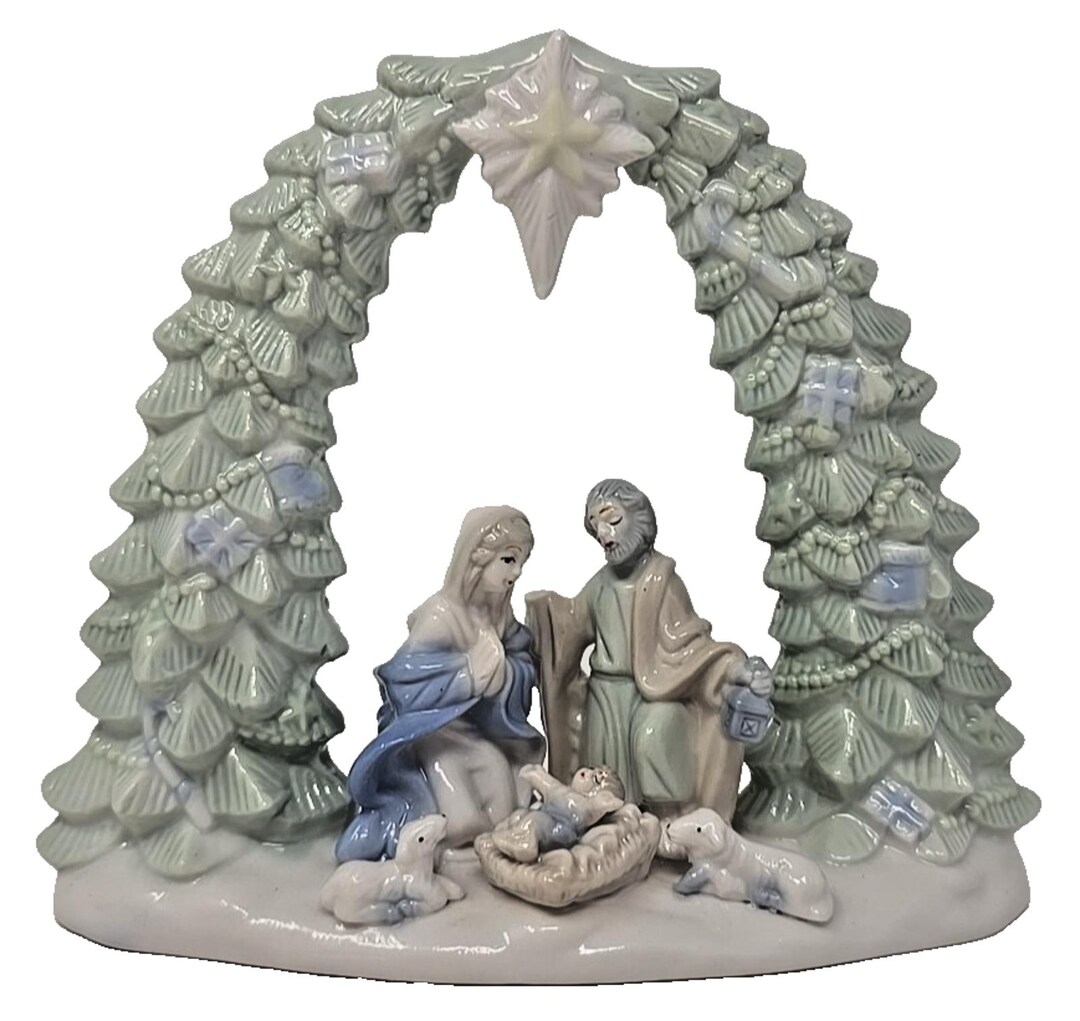 Nativity Scene Pastel Christmas Porcelain Figurine Vtg JTS ...
