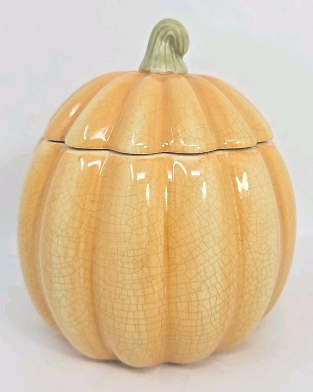 VTG Hallmark Orange Ceramic Pumpkin Empty Candle Jar With Lid 5.5" U207 ...