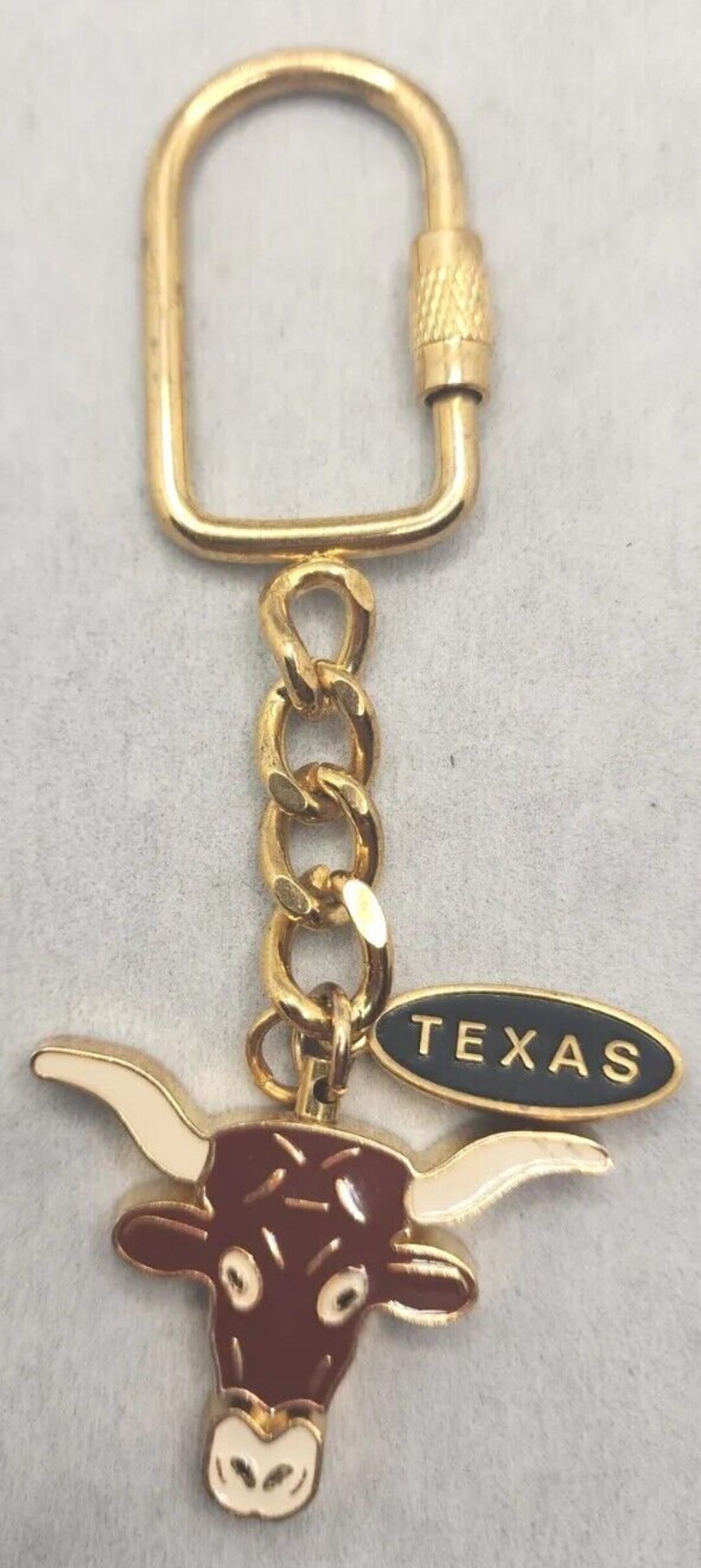 Vintage Texas Longhorn Souvenir Gold Tone Keychain A-8 - Etsy