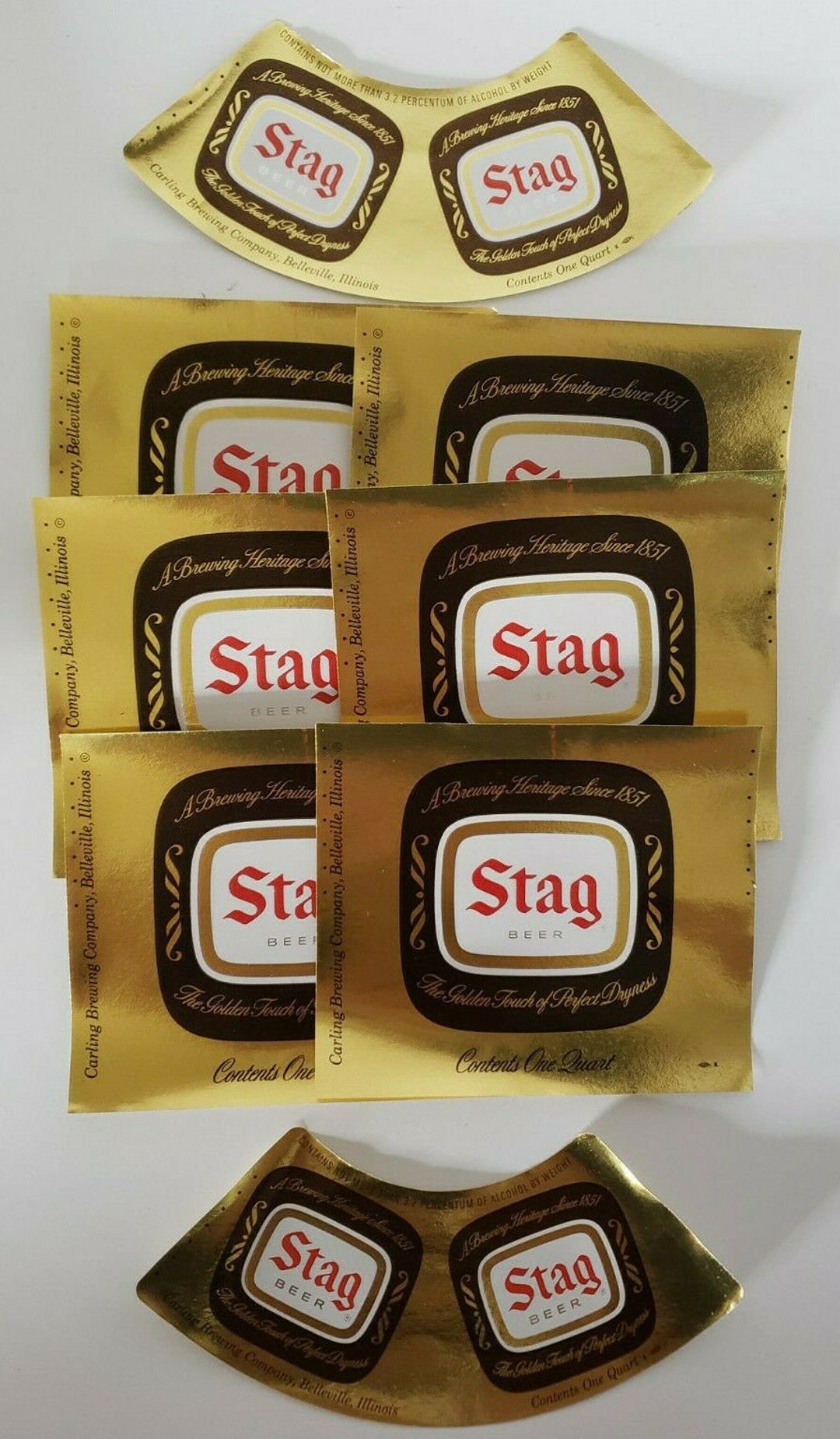 Vintge Stag Beer Quart Bottle Labels 6 Bottle 2 Neck Lables Lot of 8 ...