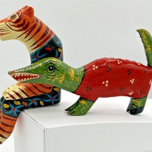 Vintage Wooden Animals Jeannis Franz Folk Art Set of 2 Alligator ...