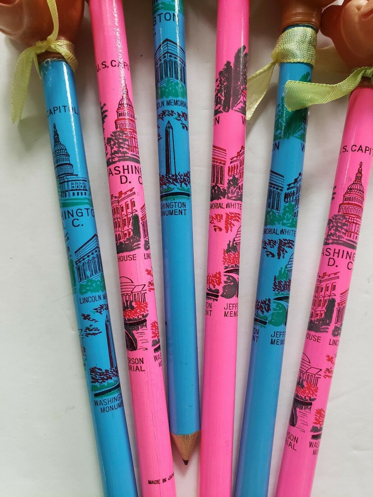 Set of 6 of Vintage 1960's Large Monkey Pencilswashington DC 3pink ...