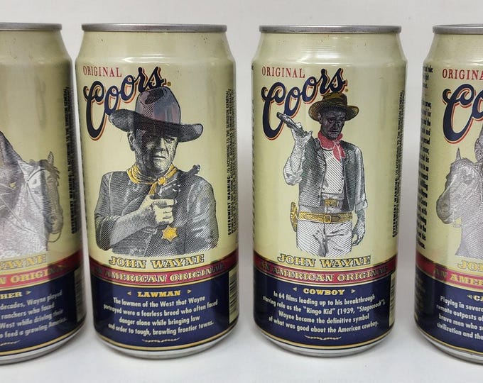 John Wayne Banquet Beer Original Coors Empty 12 Oz Can Set of 4 Golden ...