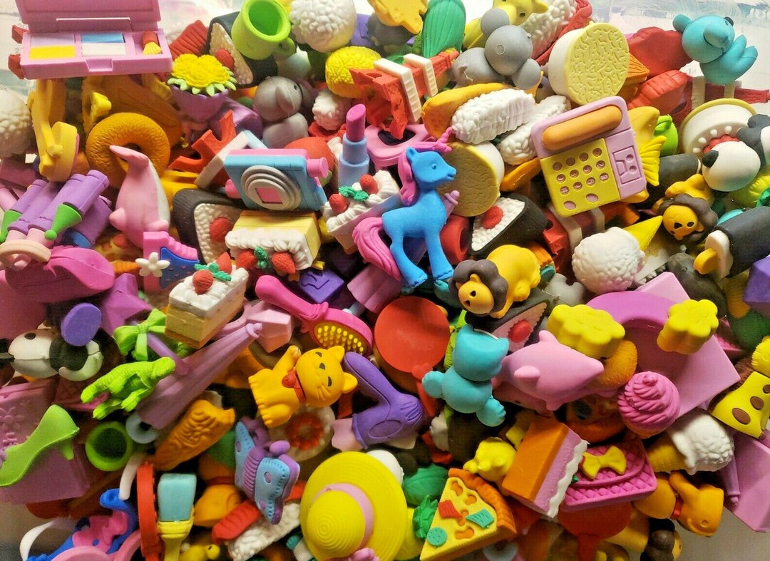 Vending Rubber Erasers Prize Charms Toys Lot of 12 Randomly Selected ...