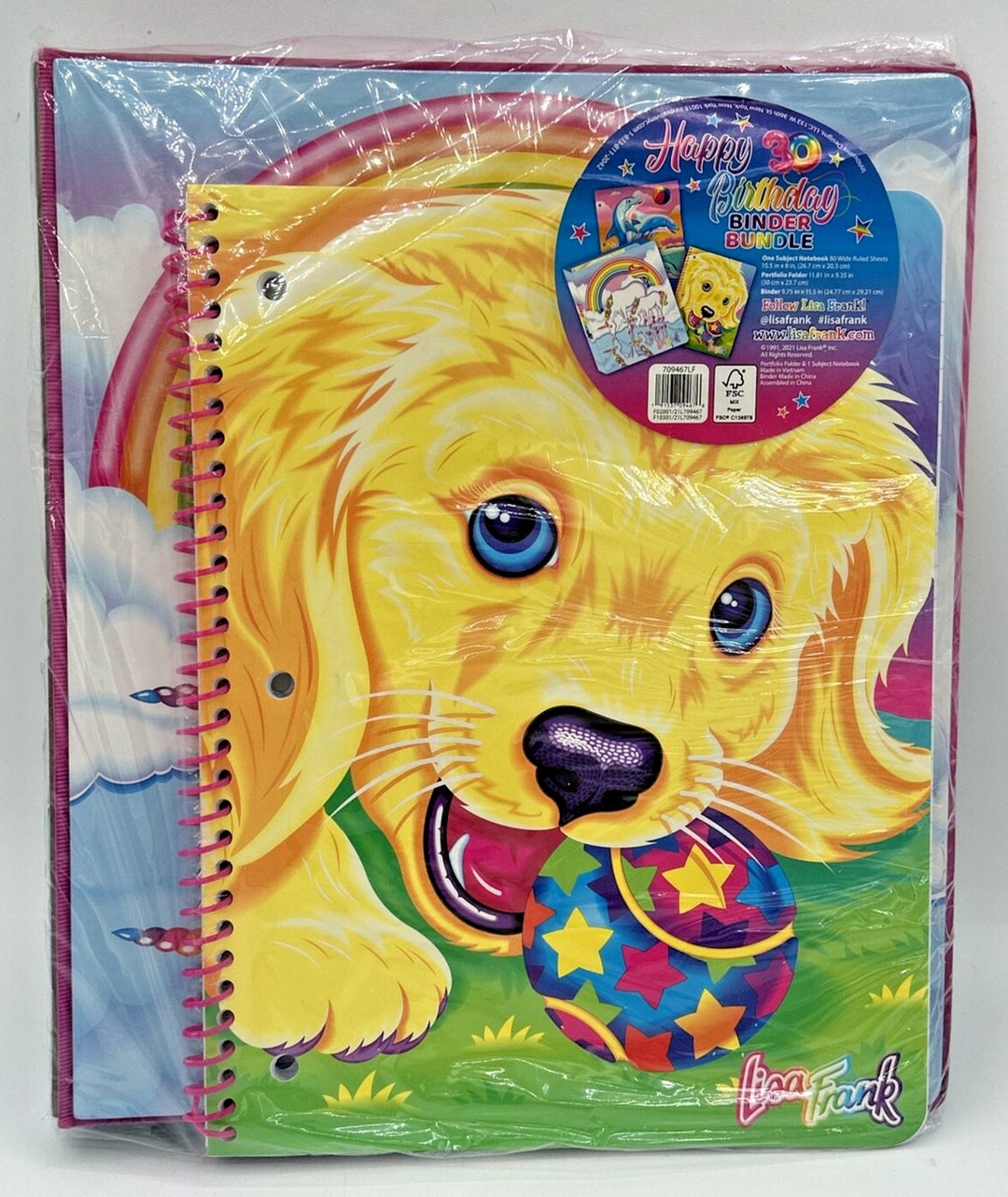 Lisa Frank Happy Birthday Binder Folder Bundle 3 Piece Set NEW SKU U218 ...