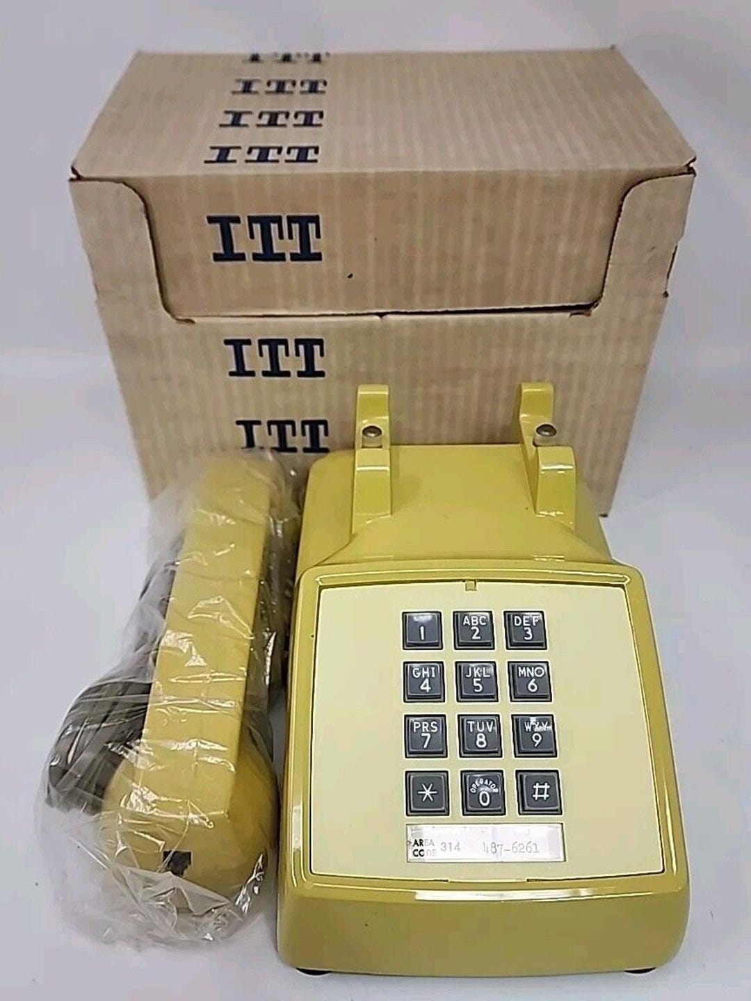 Bell System by Western Electric Desk Phone Push Button Gold in ITT Box ...
