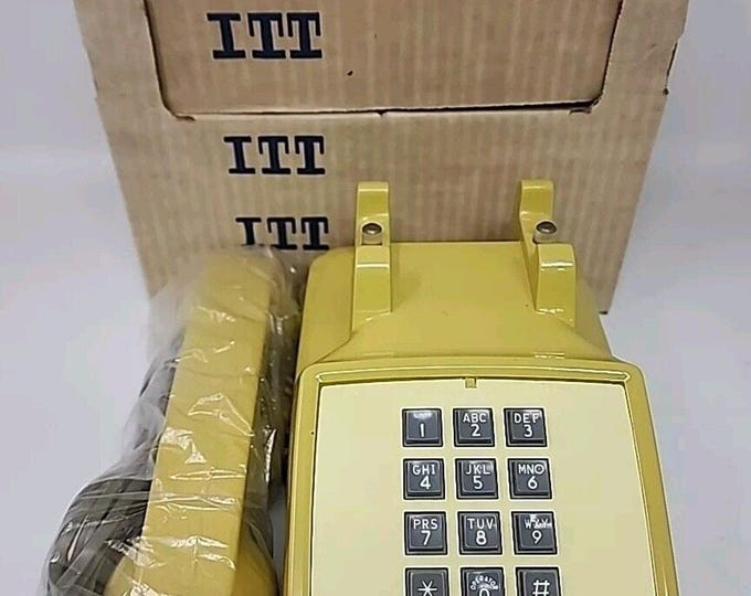 Bell System by Western Electric Desk Phone Push Button Gold in ITT Box ...