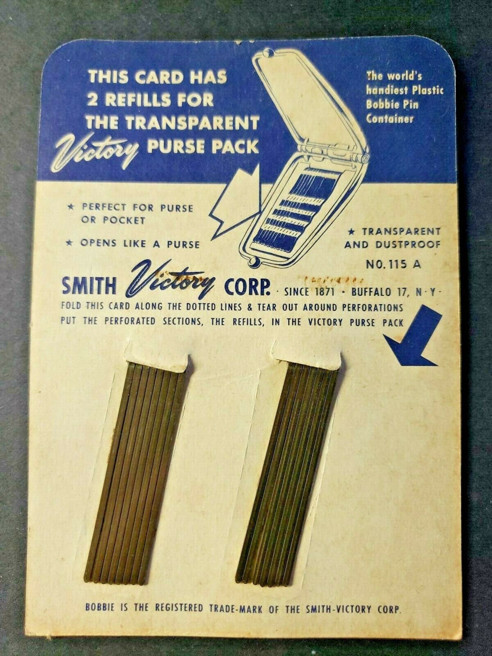 Vintage Vicky Victory Bobbie Pins & Card Smith Victory Buffalo - Etsy