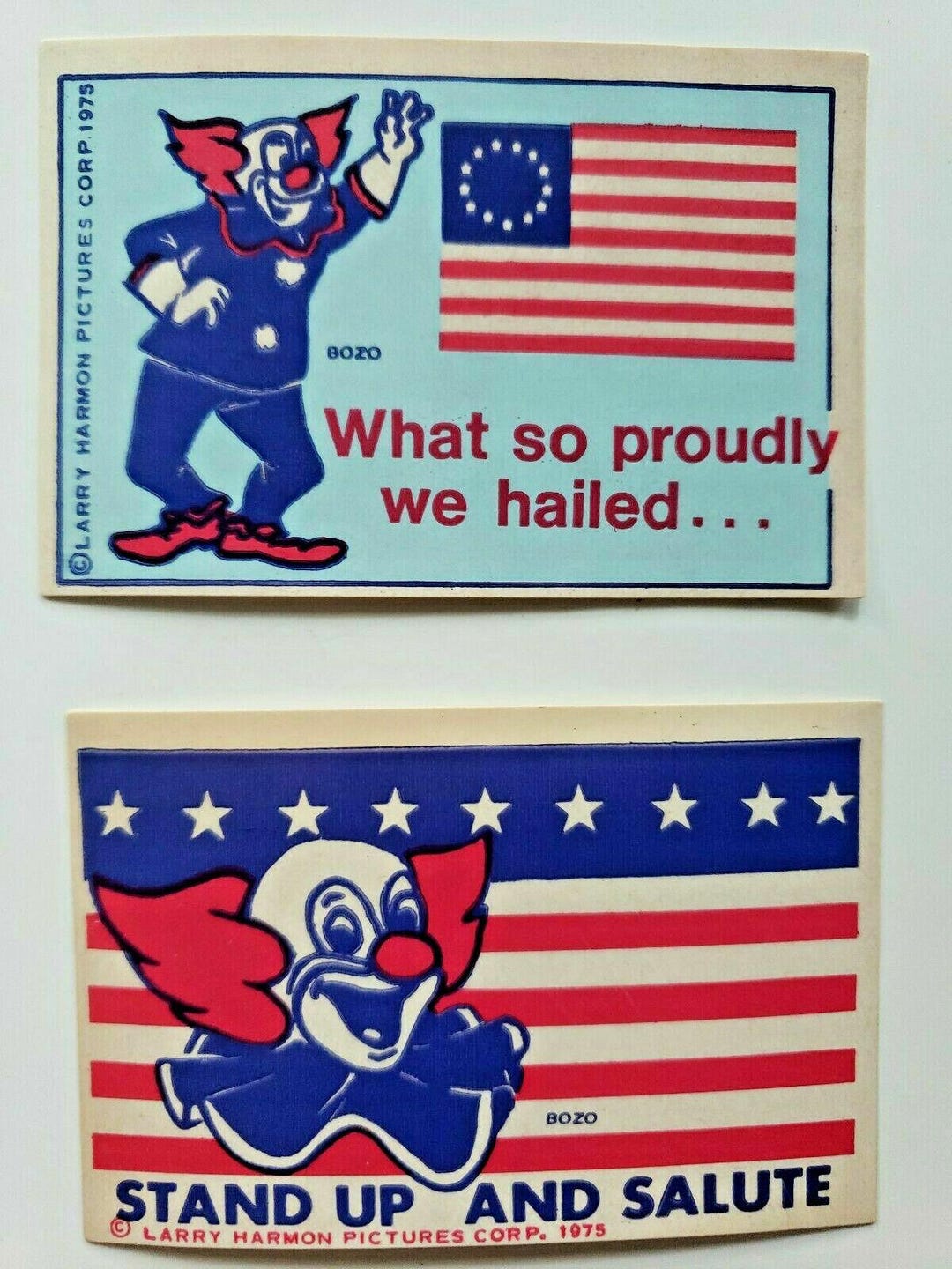 Bozo the Clown 1975 Stickers Larry Harmon 2 of Each New Old Stock ...