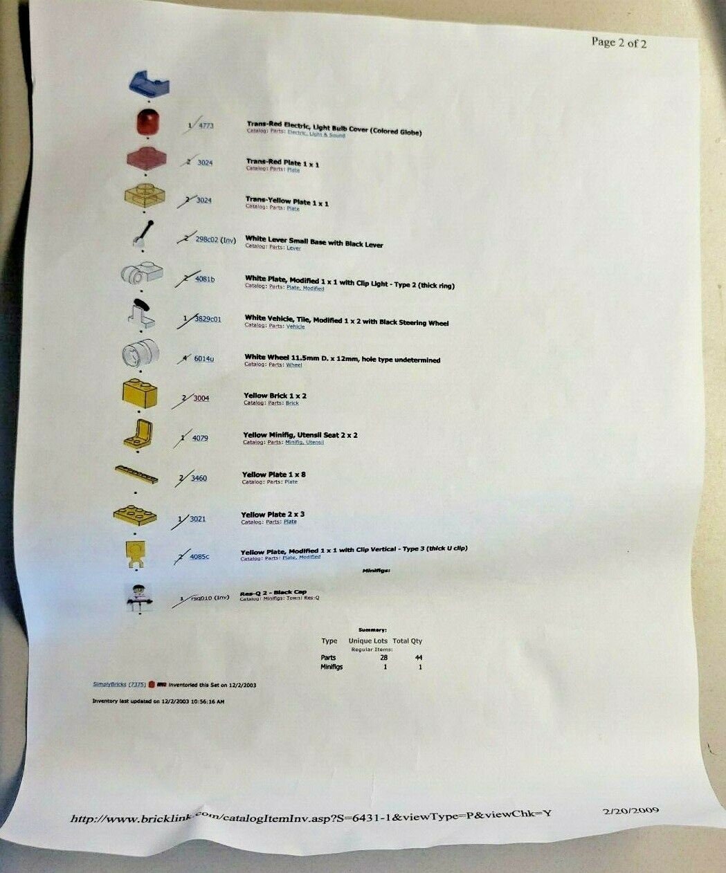 Lego town res-q 6431 road rescue 95% complete instructions sh | Etsy