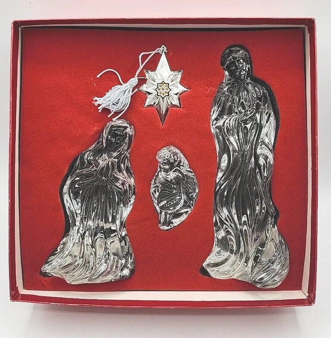 1999 Lenox Millennium Nativity Gift Set Crystal Four Piece in Box U196 ...