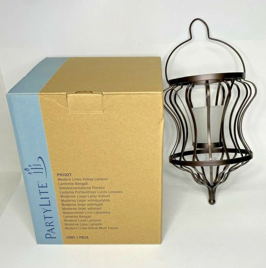 Vintage Retired Partylite Modern Lines Hanging Votive Lantern Nib P11a ...