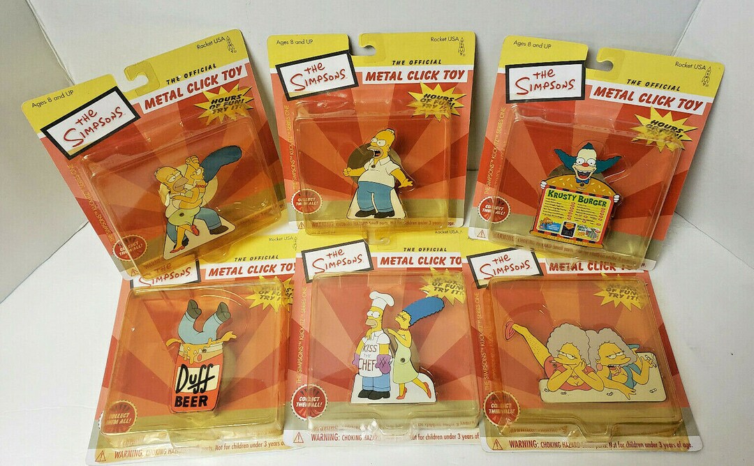 Simpsons Klick-itz Metal Click Toy Set of 6 by Rocket 2002 Rare HTF Set ...