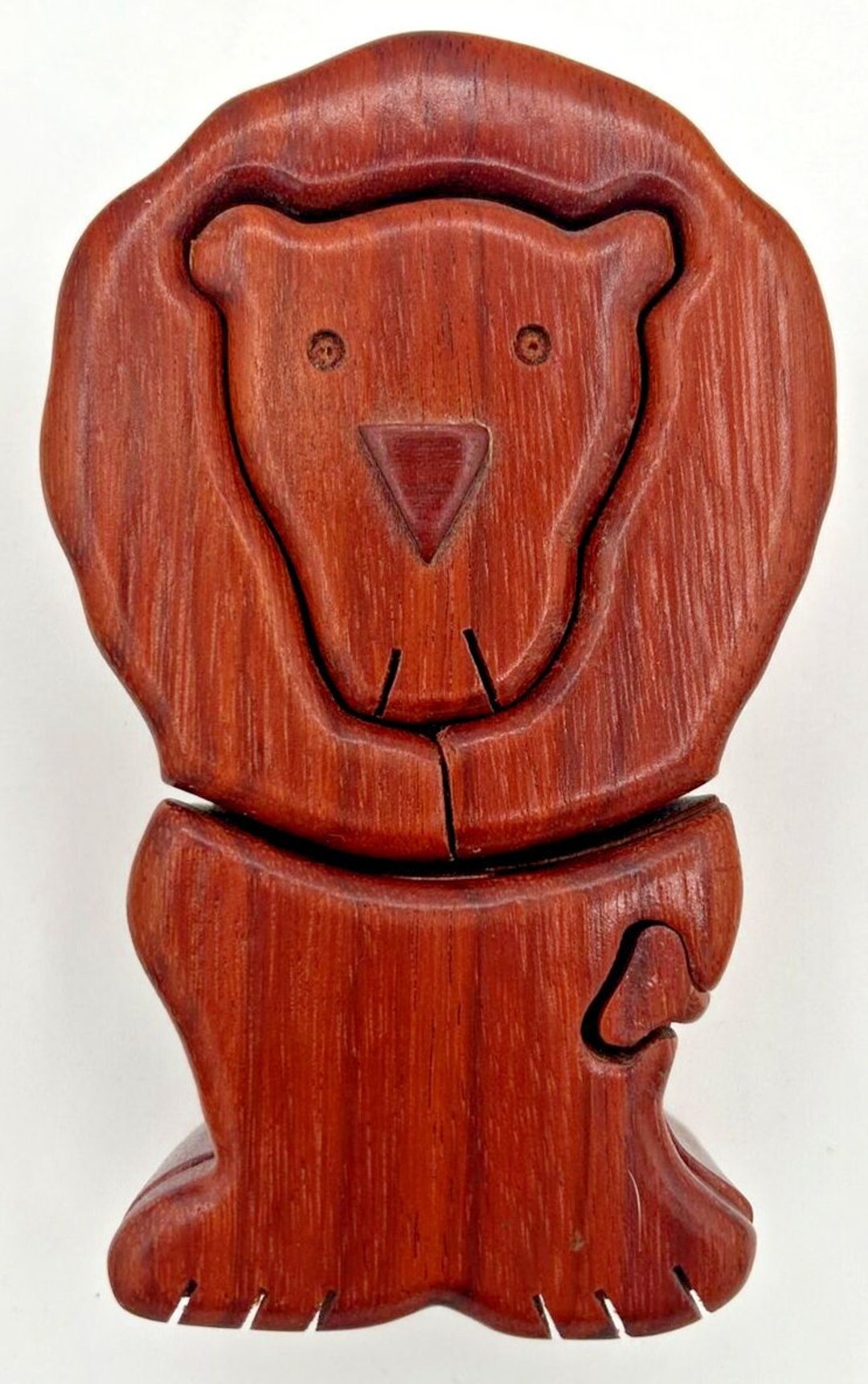 Vintage Wooden Lion Puzzle Trinket Box Sku U195 - Etsy