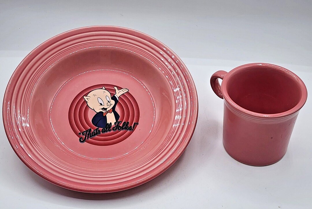 Fiesta Ware 1994 Looney Tunes Porky Pig 9" Bowl "that's All Folks ...