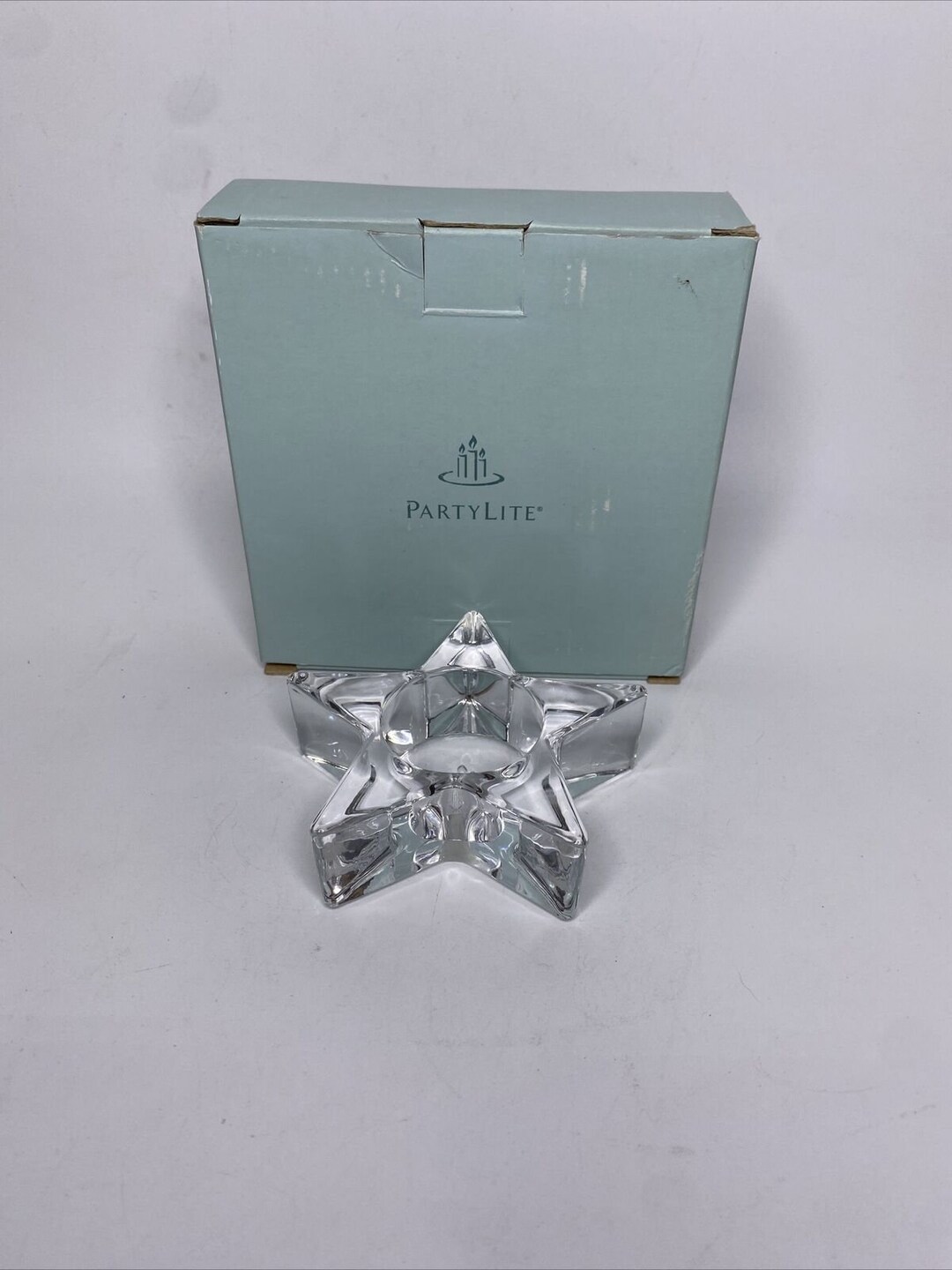 Vintage Retired Partylite Glass Star Tealight Holder Retired Nib P17d ...