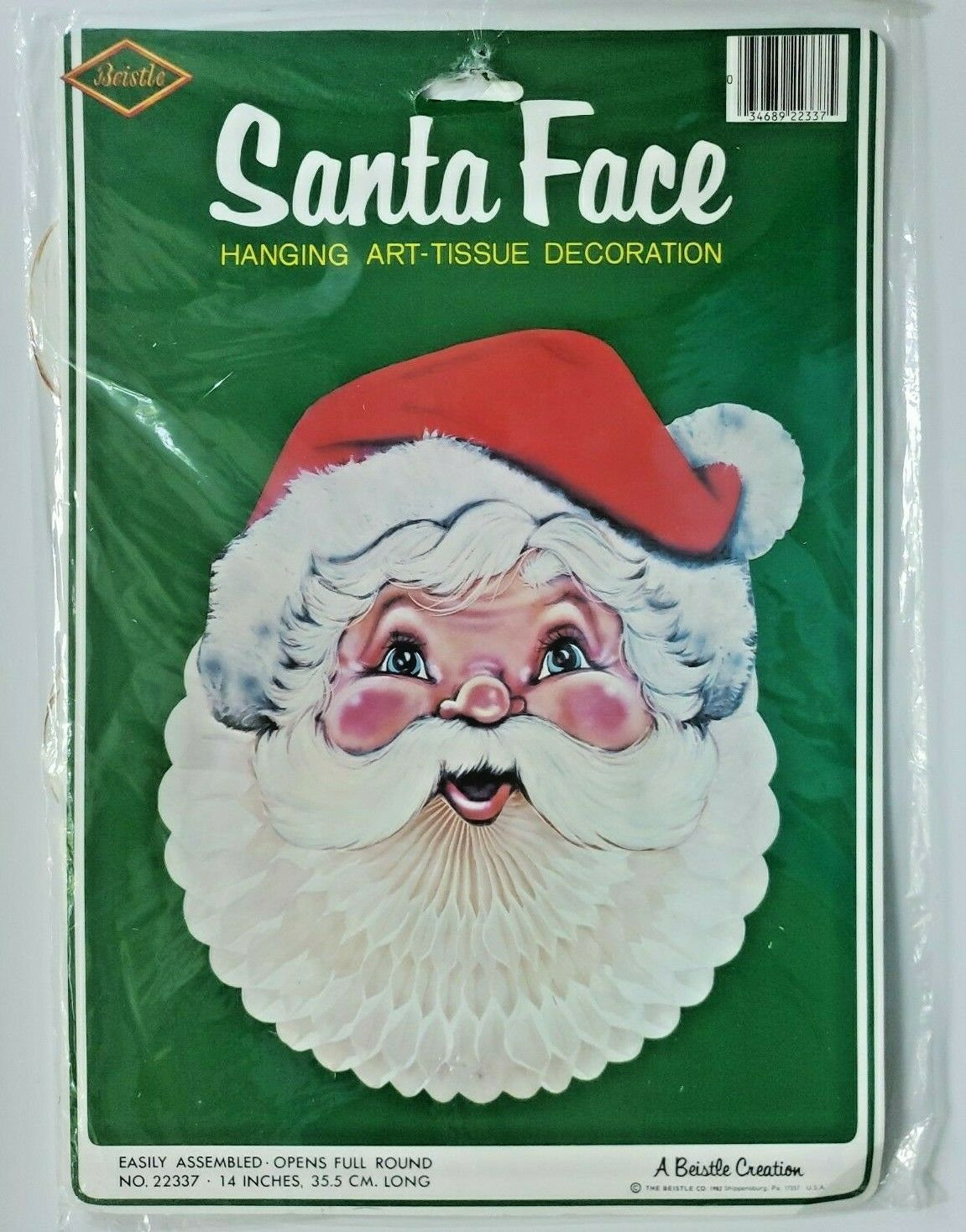 1982 beistle santa face art tissue hanging decoration new | Etsy
